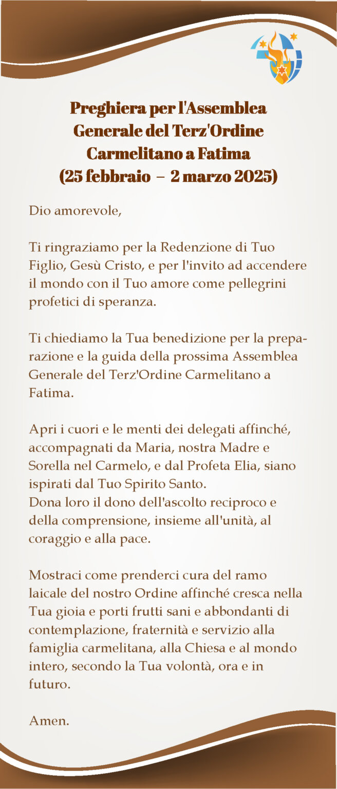 Prayer for the General Assembly of the Third Order Carmelites in Fatima ...